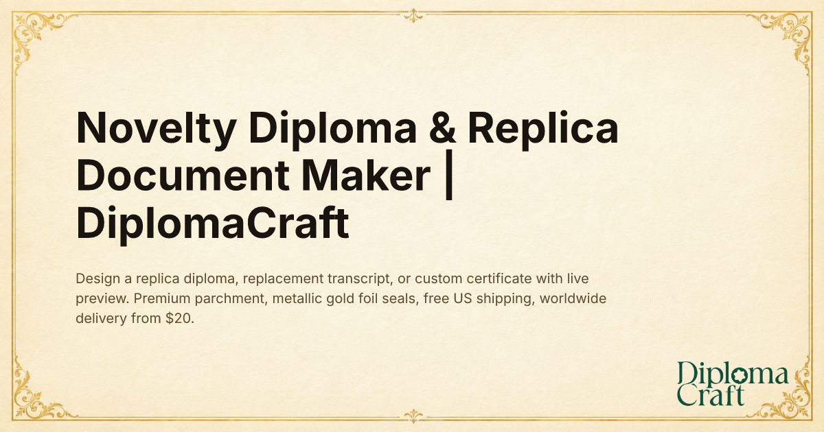 Novelty Diploma & Replica Document Maker | DiplomaCraft
